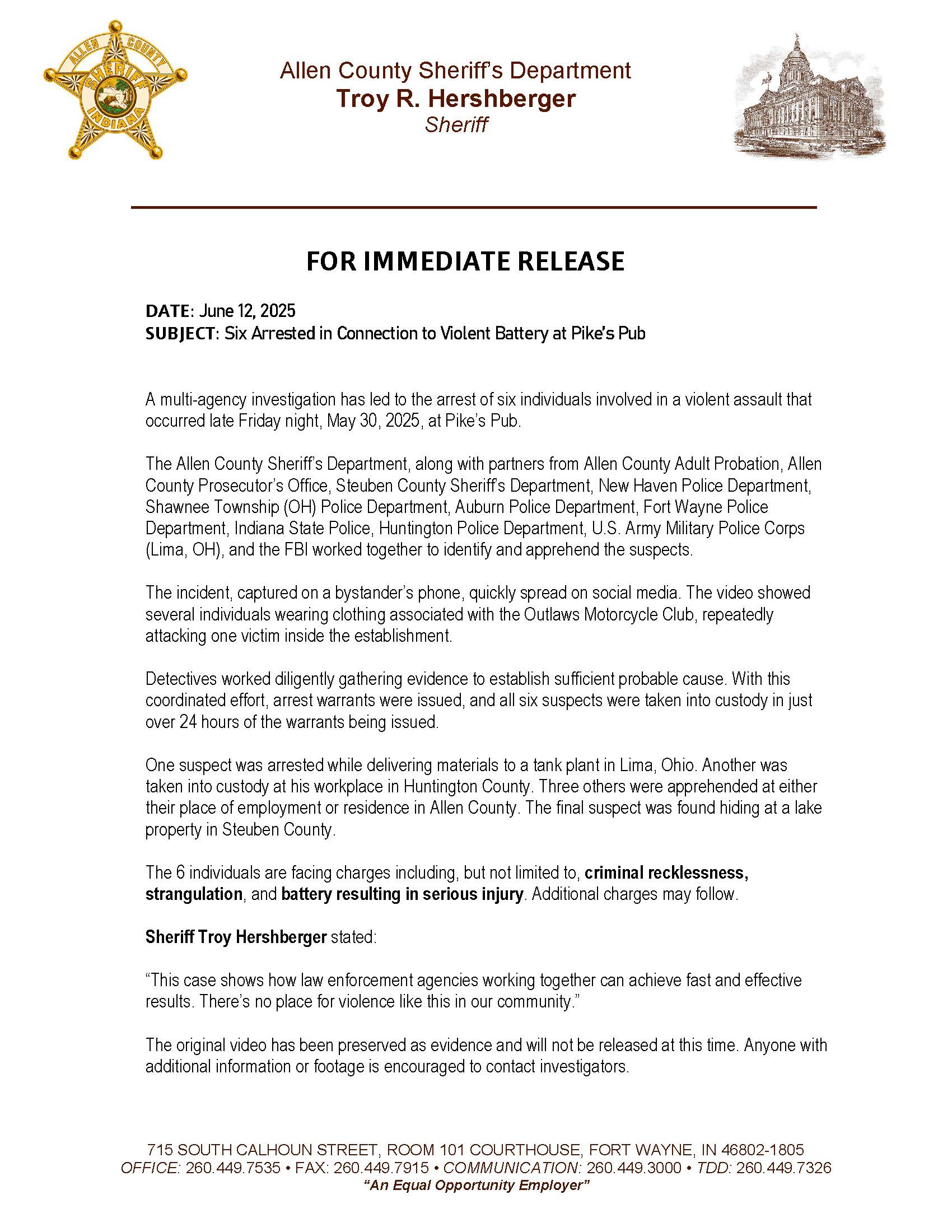 Six Arrested in Connection to Violent Battery at Pike's Pub - Allen ...